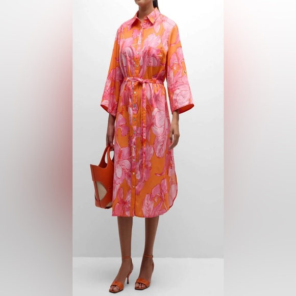 Finley | Dresses | Finley Alex Floral Print Midi Shirt Dress In Royal ...
